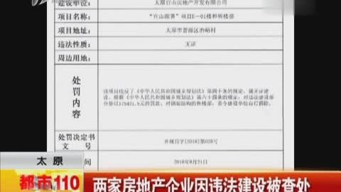 太原:两家房地产企业因违法建设被查处
