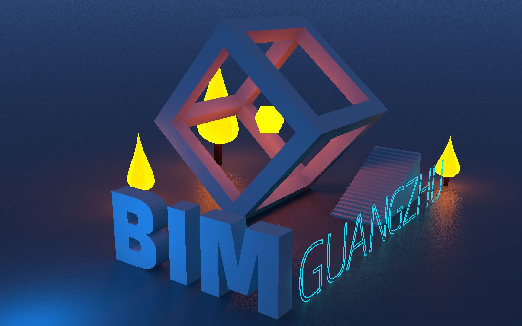 C4D练习-BIM模型动画