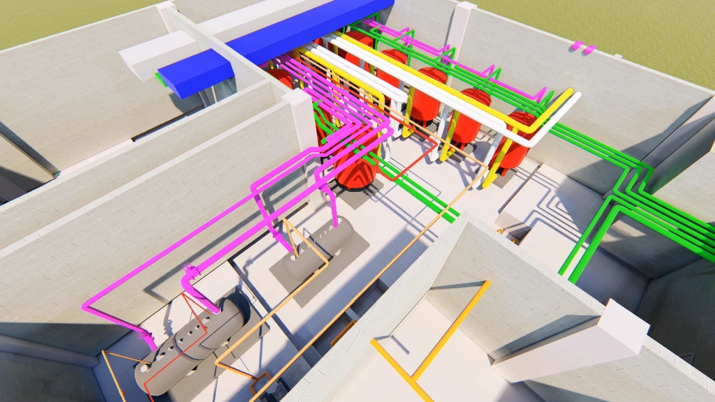 肇庆酒店项目BIM热交换机房模型漫游