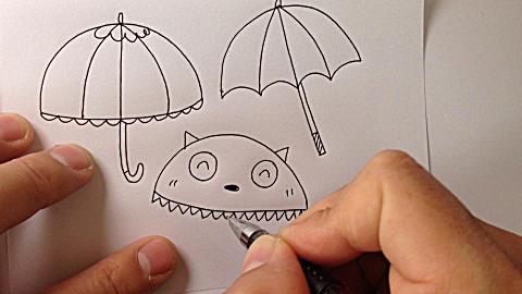 金龙手绘简笔画.雨伞的画法2