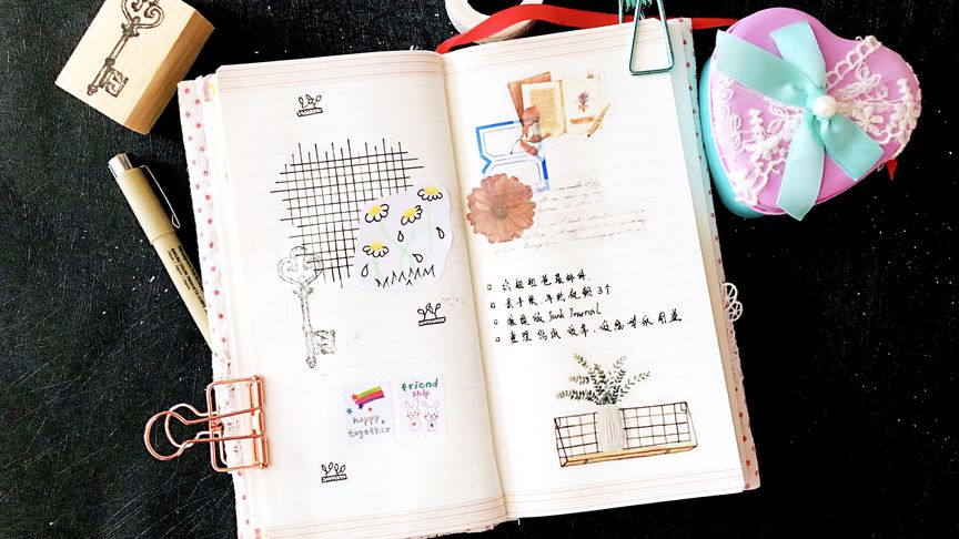 手帐技巧分享:简笔画和网格线还可以这样玩