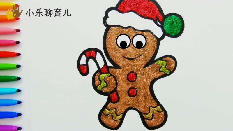 趣味简笔画教学,画一个圣诞小卡通,涂上颜色后非常可爱