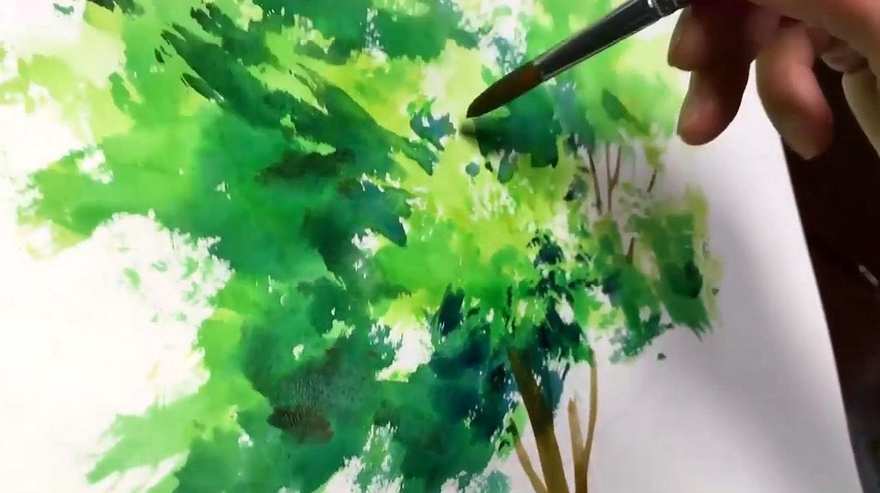 水彩绘画:4分钟教你用水彩画一棵树!简单又漂亮!