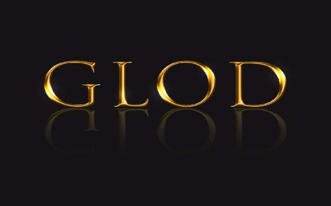 两分钟PS黄色金属质感LOGO