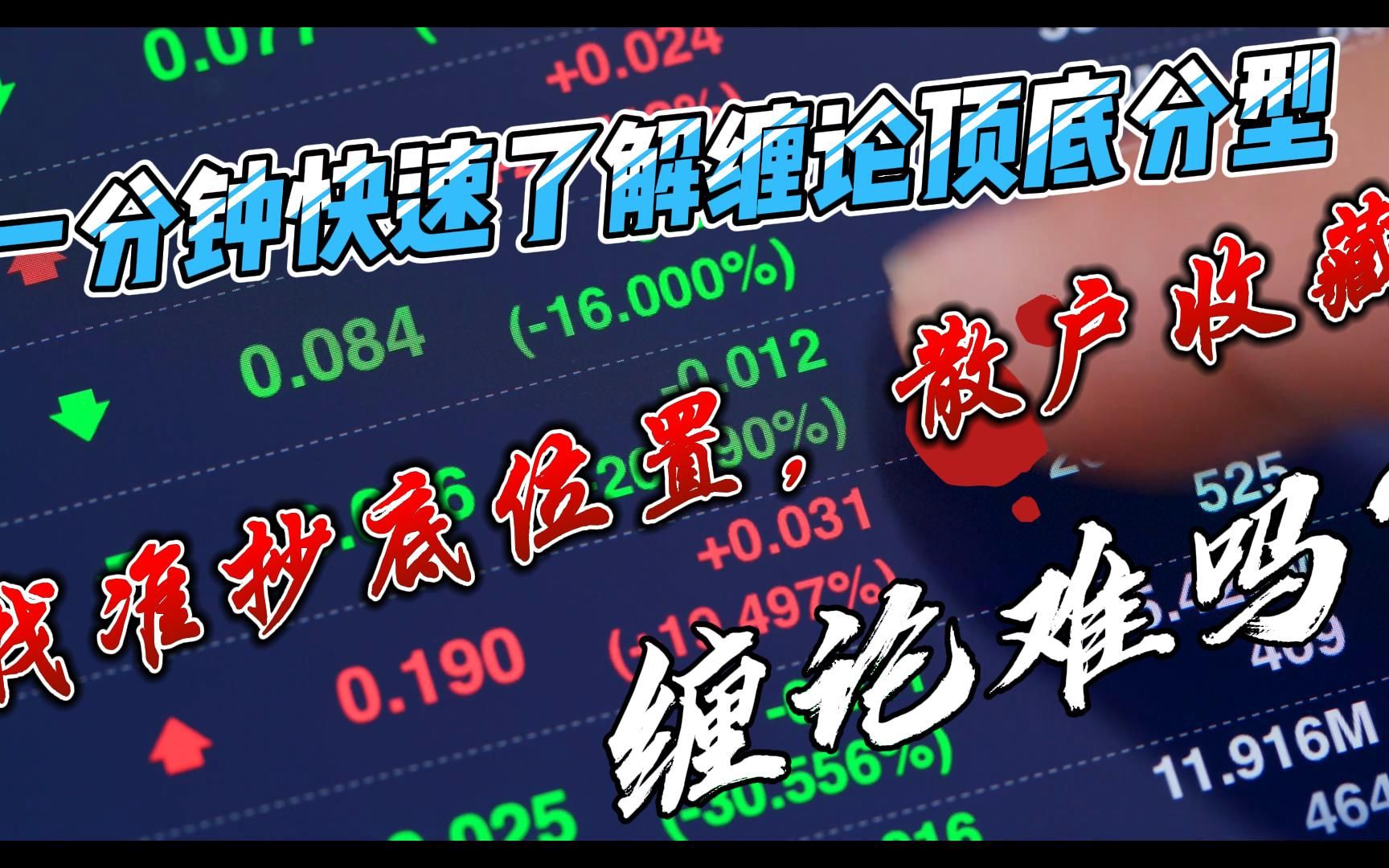 缠论难吗?一分钟快速了解缠论顶底分型,找准位置