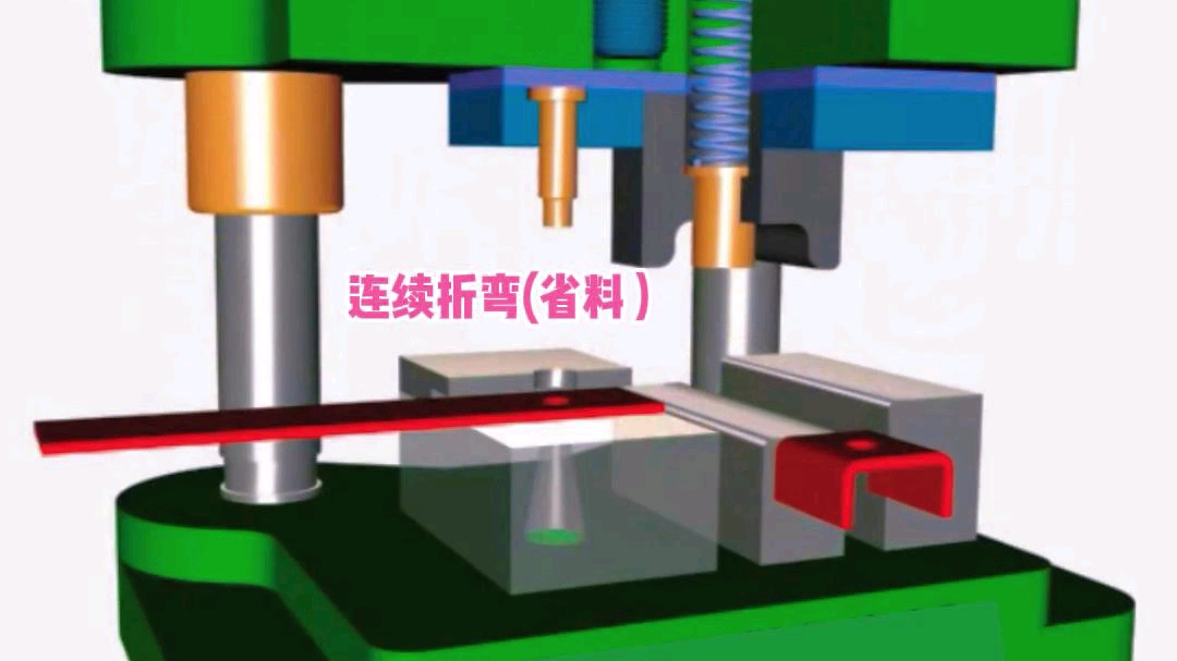 自动型的折弯结构动画,无废料工艺是重点#五金折弯#冲压模具#模具...