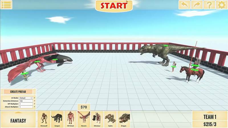 动物战争模拟器:霸王龙的战斗实力太强啦!连胜呀