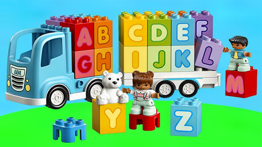 LEGO乐高积木字母卡车玩具,大颗粒积木认识26个英文字母