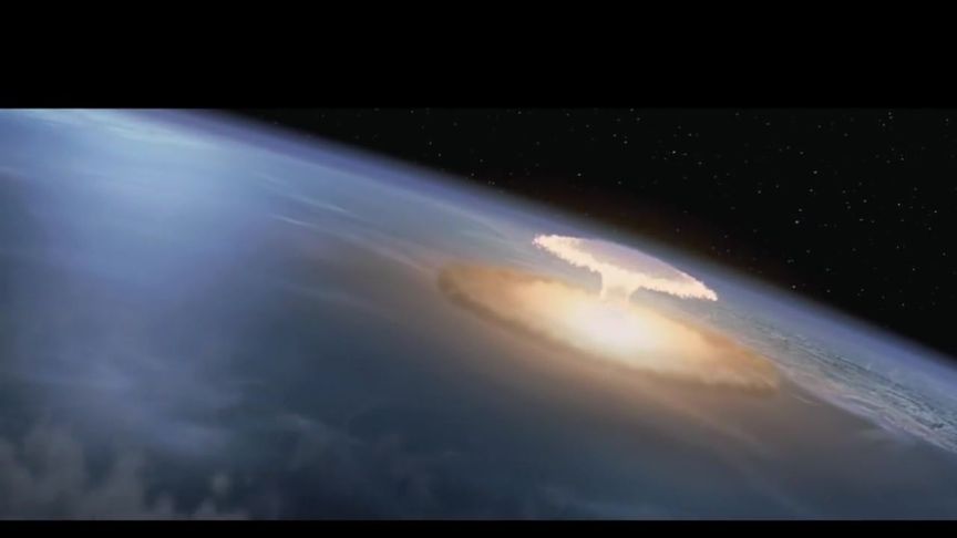 小行星撞击地球的震撼场面