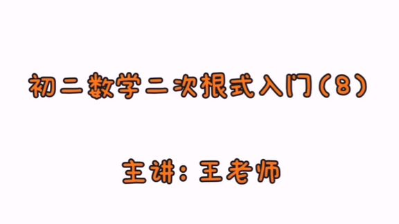 初二数学二次根式入门(8)