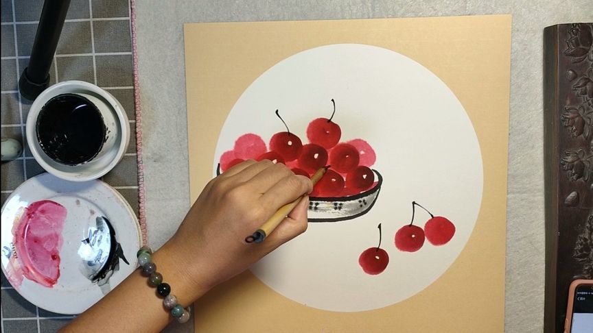 哇塞!原来画樱桃竟如此简单,手把手教你画出逼真的大樱桃!