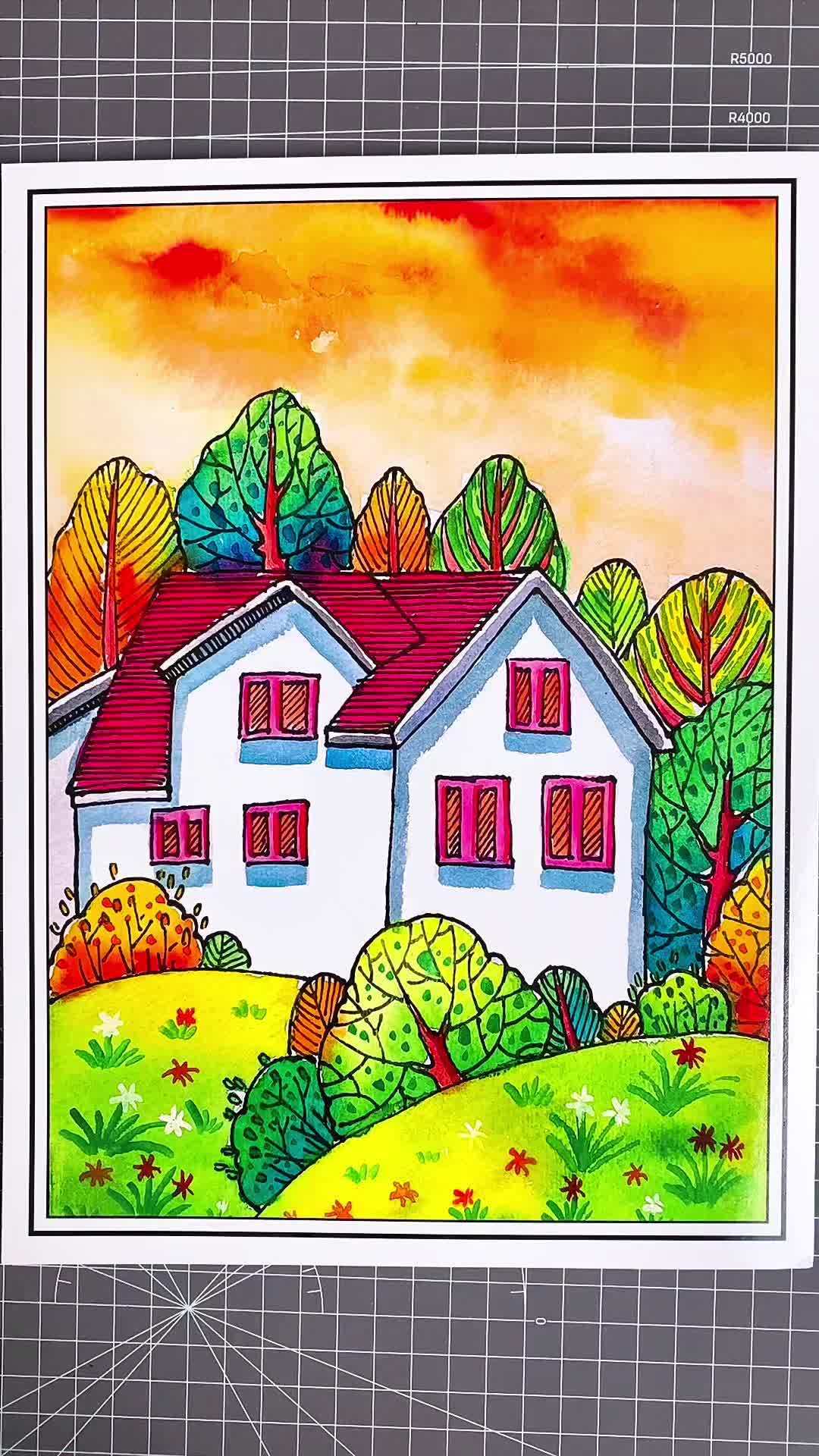 春暖花开,奔你而来 水彩风景建筑画