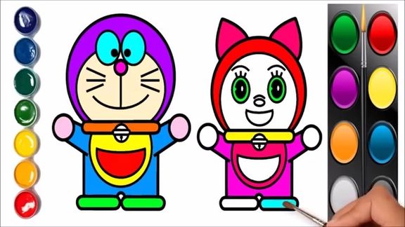 儿童简笔画,机器猫画画