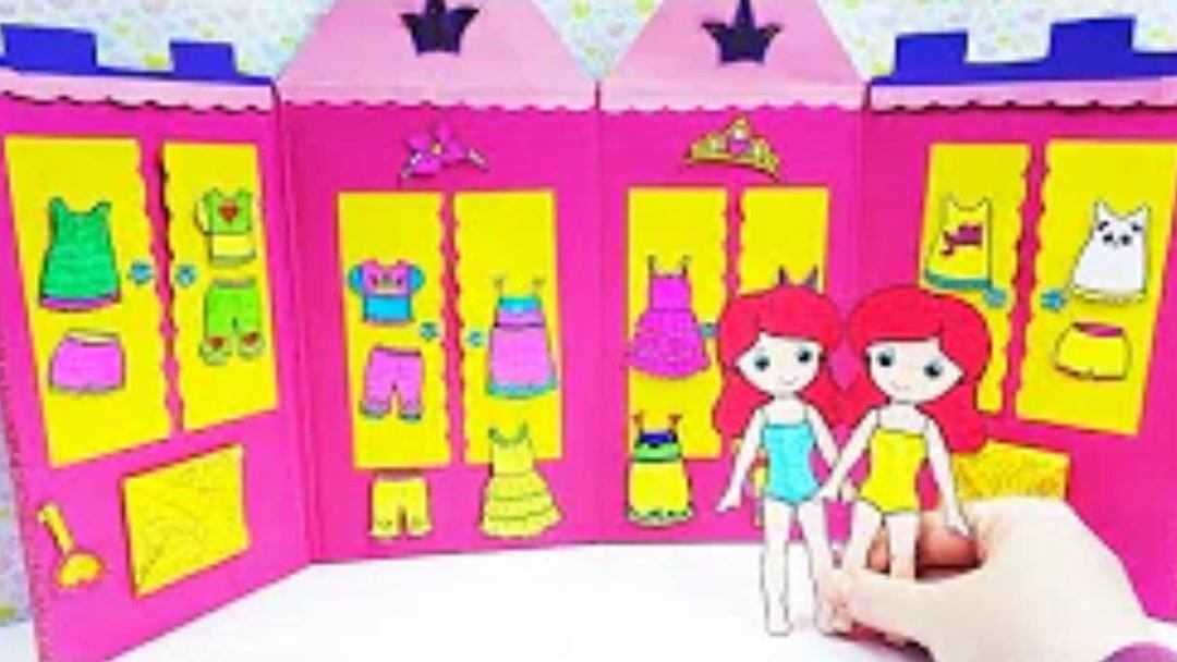 儿童手工:公主城堡里的纸娃娃制作流程!