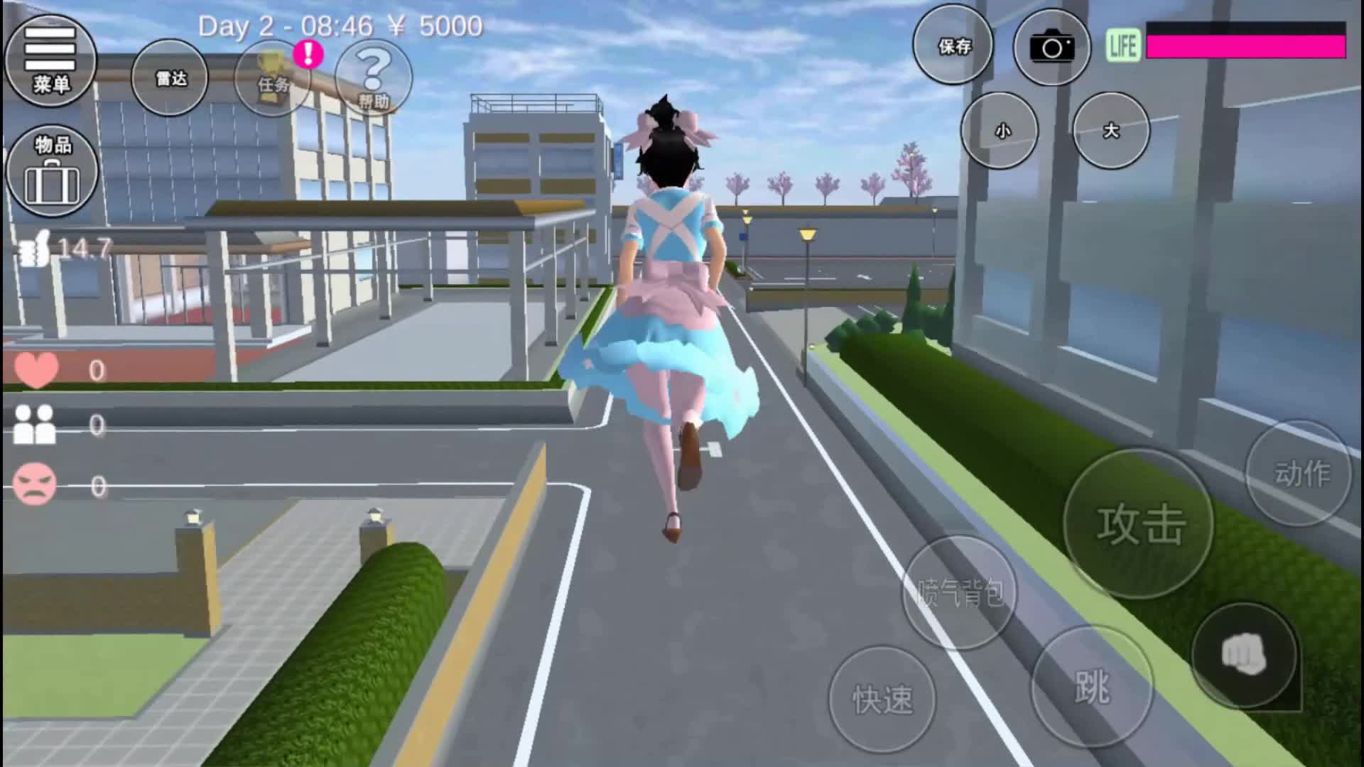 樱花校园模拟器:我变成了女巨人,不小心就踢飞了一个人一辆车