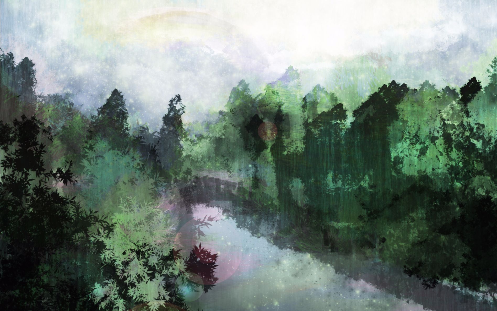 【场景】【板绘】【古风向】河边落雨(过程简单易学)