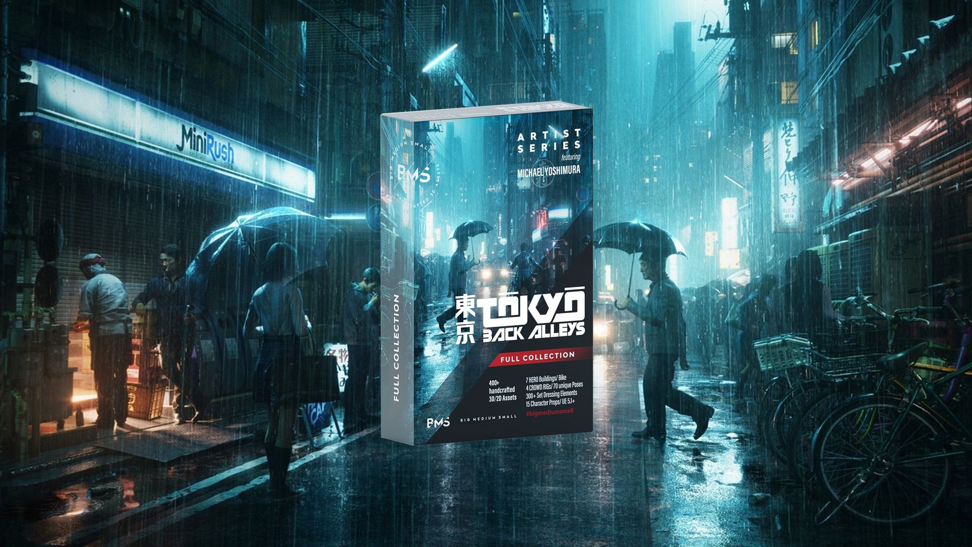 顶级3D资产!东京街道商业楼房建筑公共设施人物角色3D模型,带4K贴图