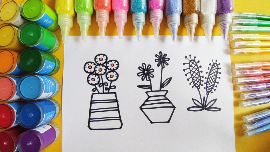 儿童简笔画教程,教你3种花的画法,3-12岁小朋友学习画画