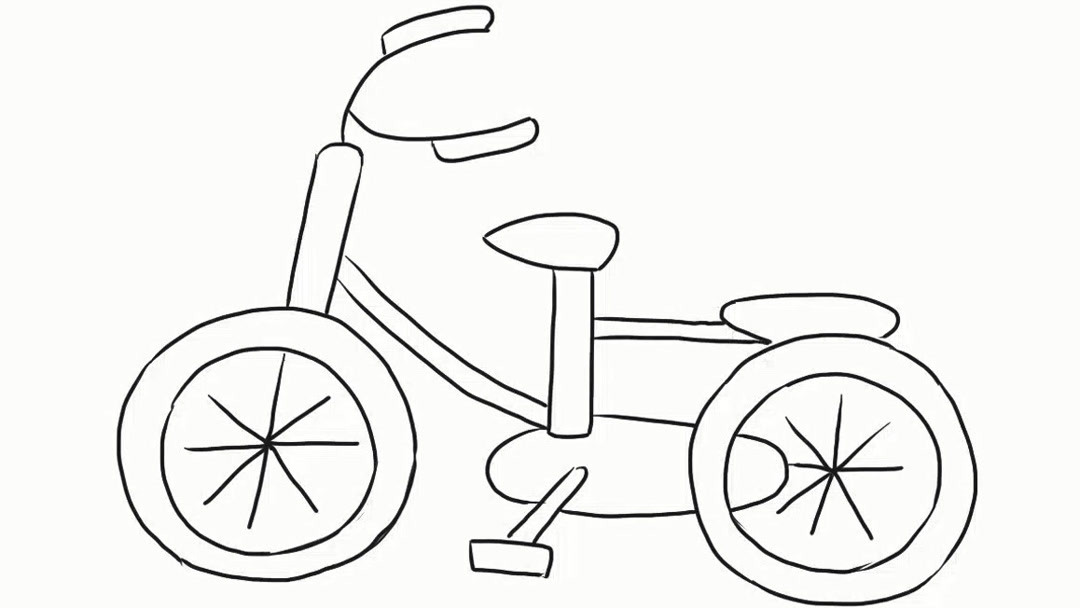 自行车儿童亲子简笔画