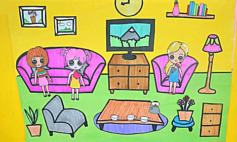 给纸娃娃制作迷你纸质客厅,非常简单,创意手工DIY