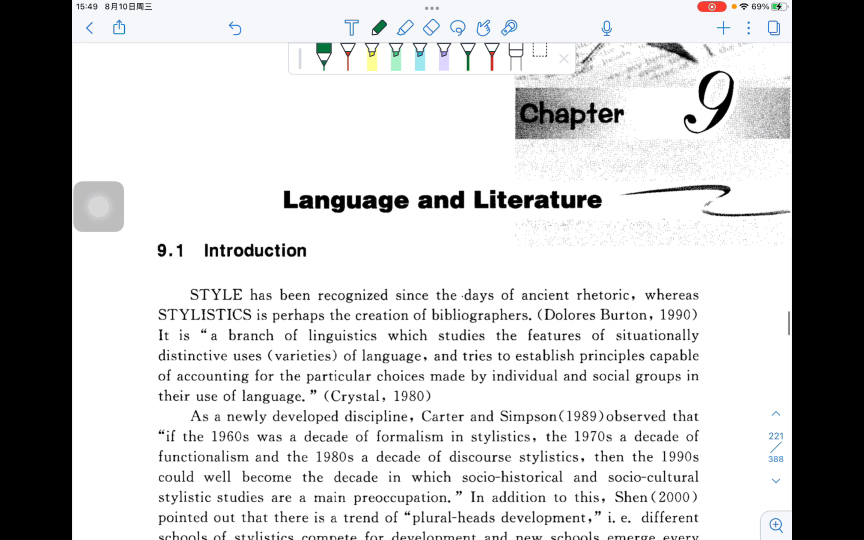 胡壮麟《语言学教程》Chapter 9 Language and Literature