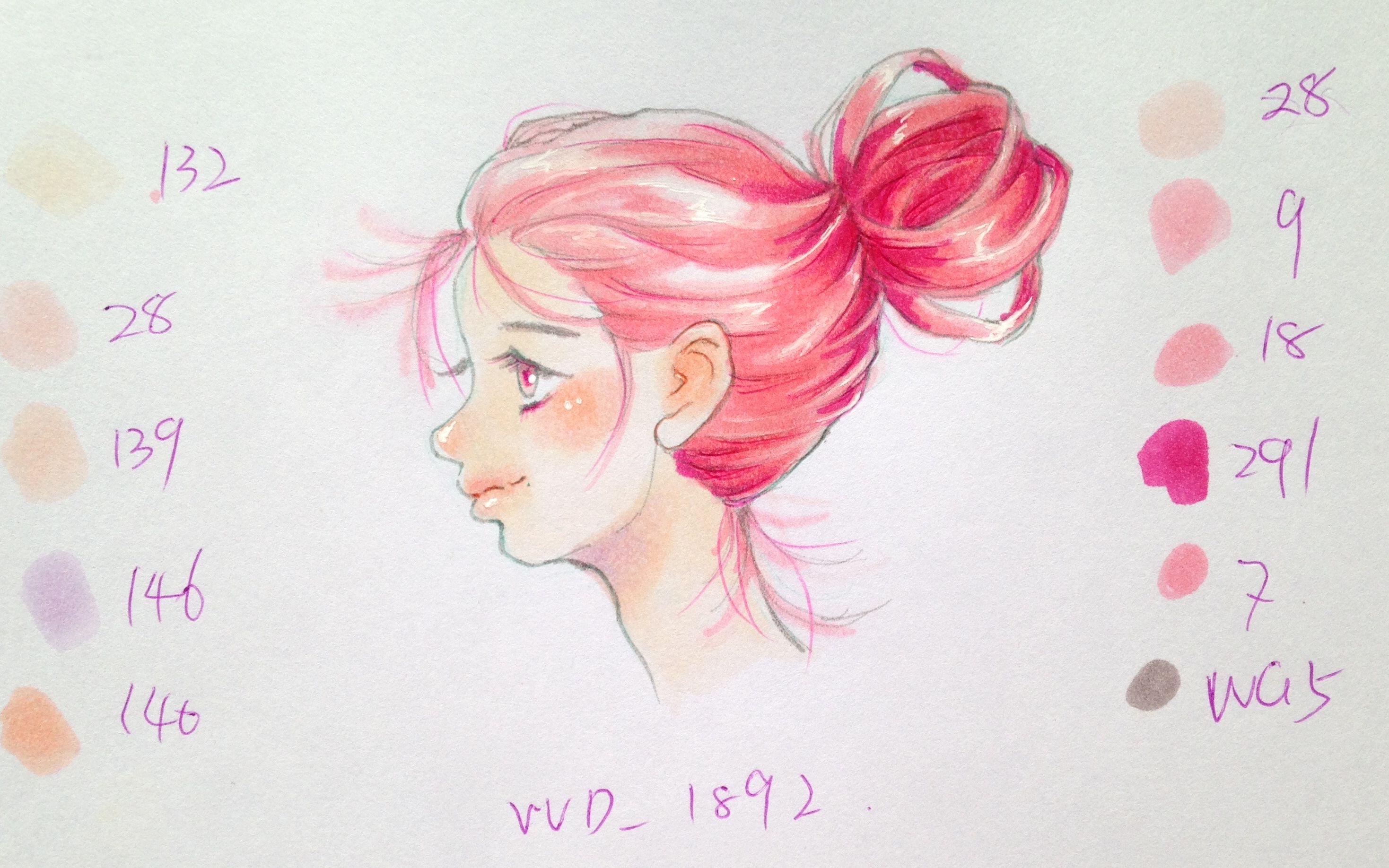 【马克笔教程】正侧面妹子头像的硬头touch 动漫画法_花苞头的绘制_...