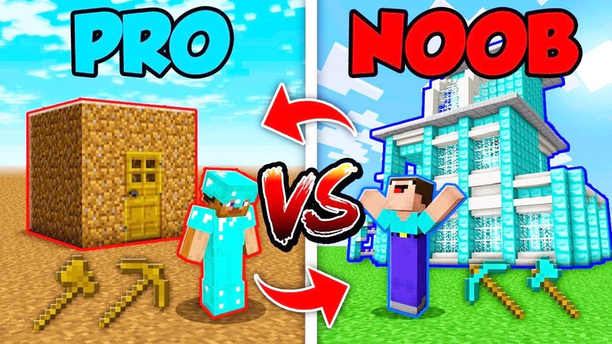 我的世界动画:菜鸟vs职业玩家MC世界交换身份挑战