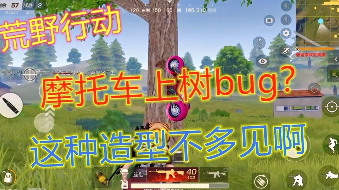 荒野行动:摩托车上树bug?这个造型不多见