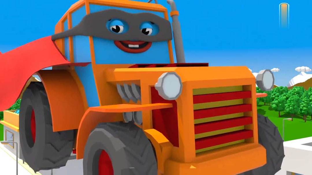儿童搞笑动画片:橙色拖拉机已成为超级英雄