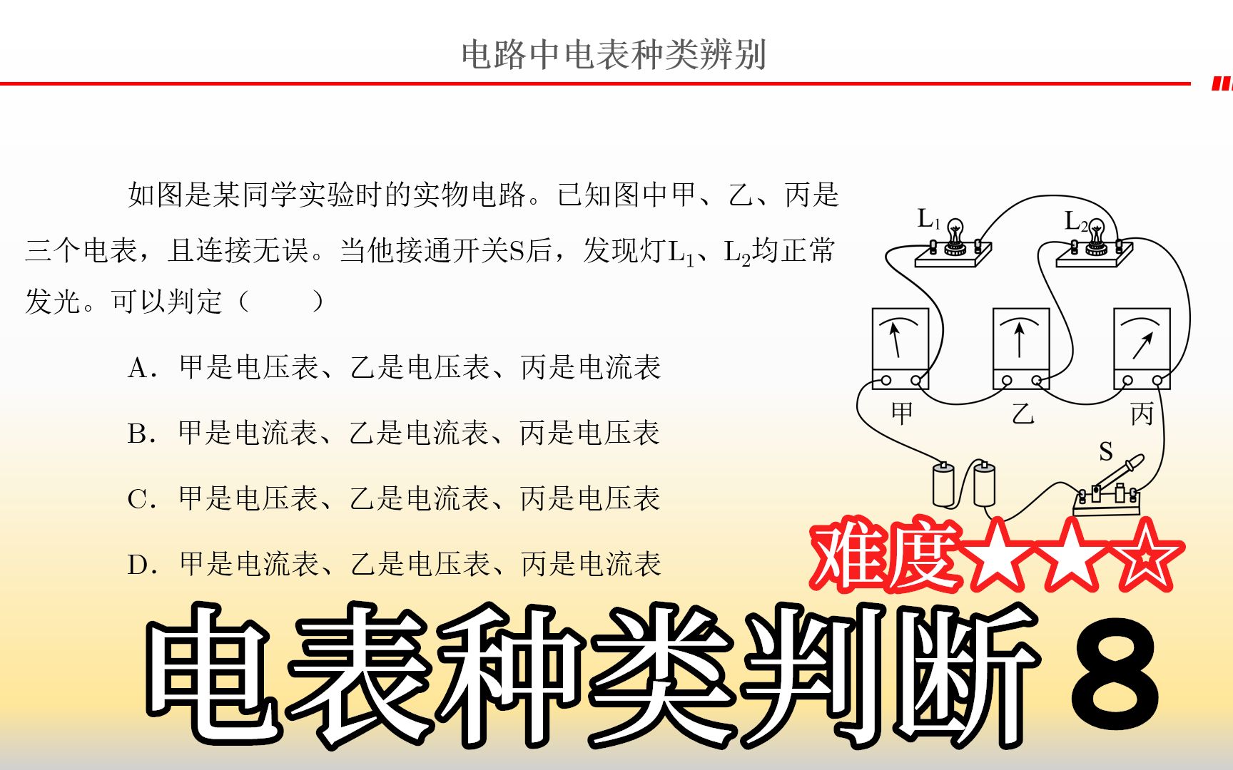 【选电表】电表种类辨别系列第8题,实物图未知电表怎么填?
