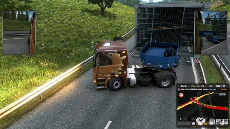 欧洲卡车模拟2:奔驰拉着重型钢结构,拐弯太不好弄了!