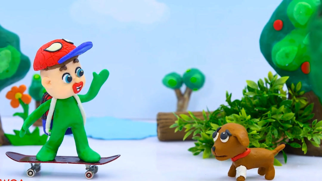 萌宝定格动画,小王子的玩具熊和小狗