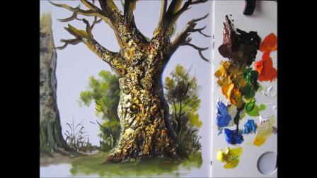 油画风景技法——树干画法教学(4)