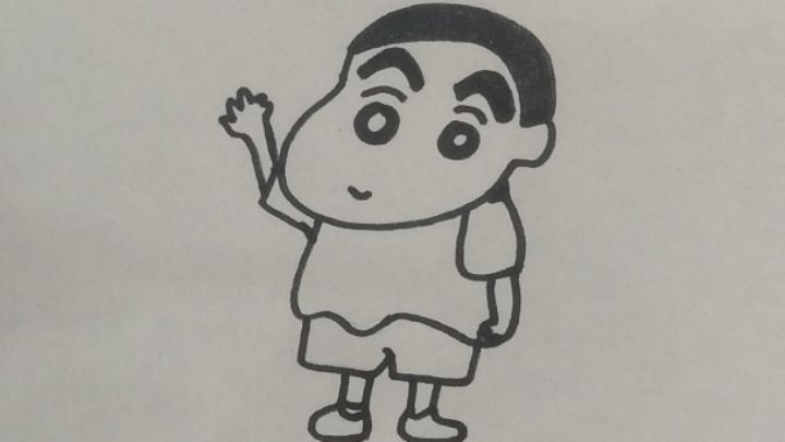 大眉毛的蜡笔小新简笔画,一起绘画呀