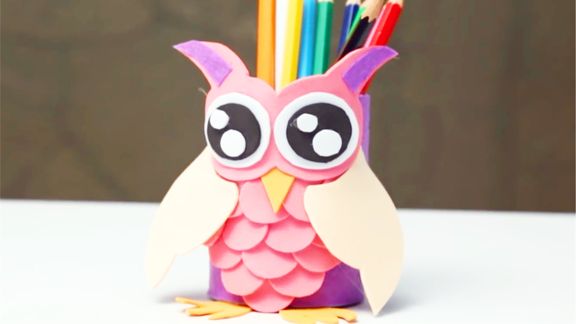 这么卡哇伊的猫头鹰笔筒制作过程超简单