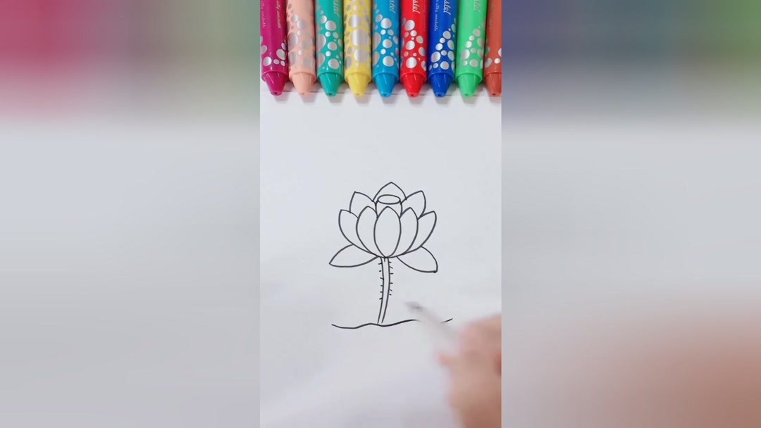 简笔画:教宝宝画荷花,一看就会,适合新手的简笔画!