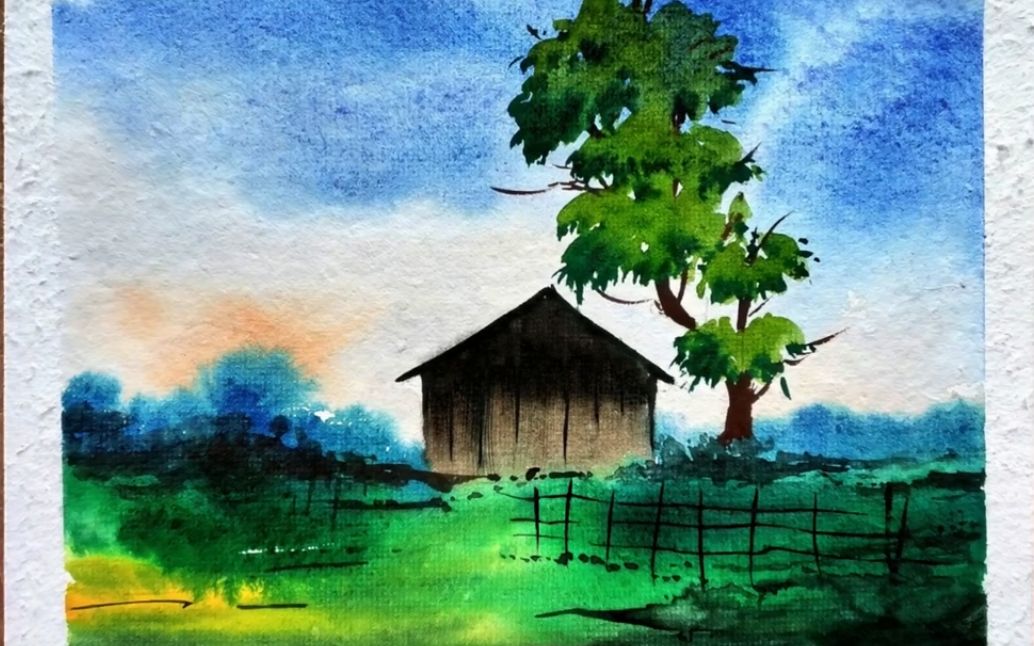 水彩入门风景教程|简单的水彩风景教程,跟着David学画画