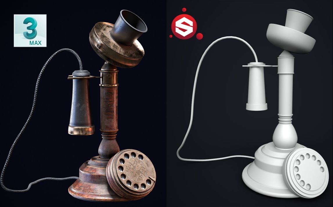 【3dmax建模】电话中的老古董,没有见过就来康康新手白膜教程