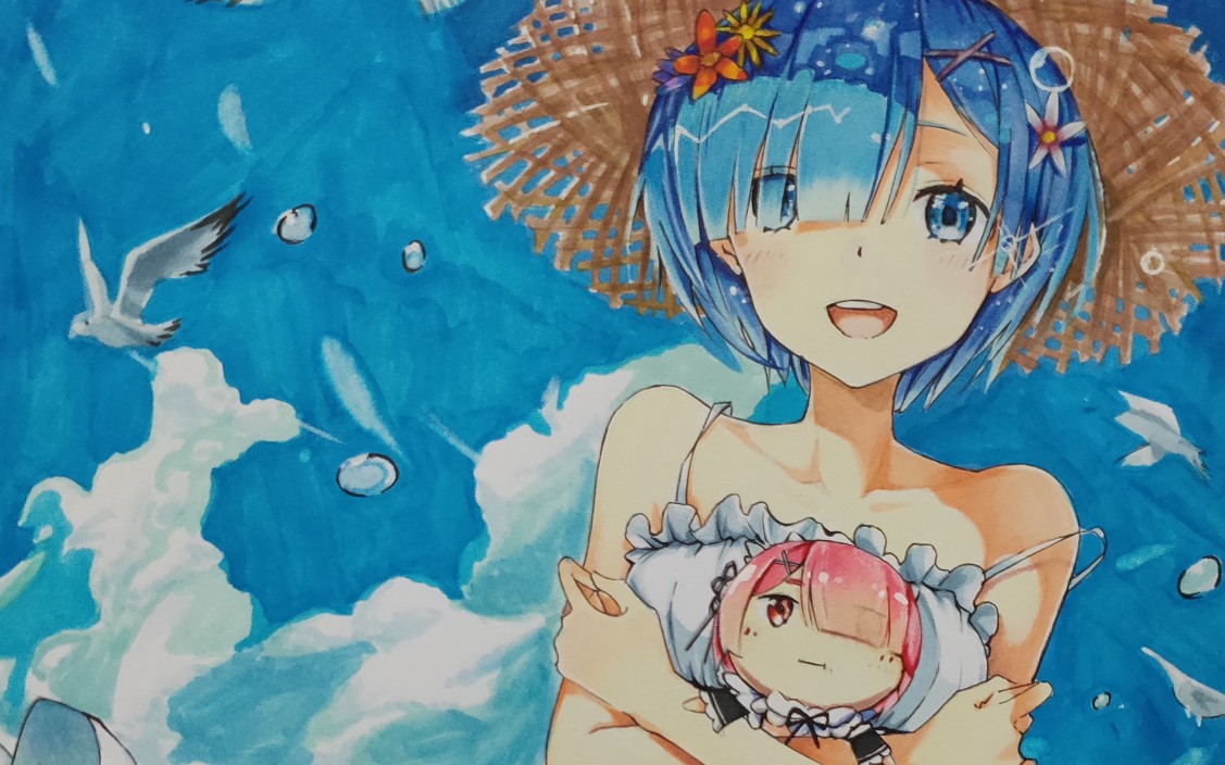 【马克笔练习】临摹蕾姆,自己不好画画