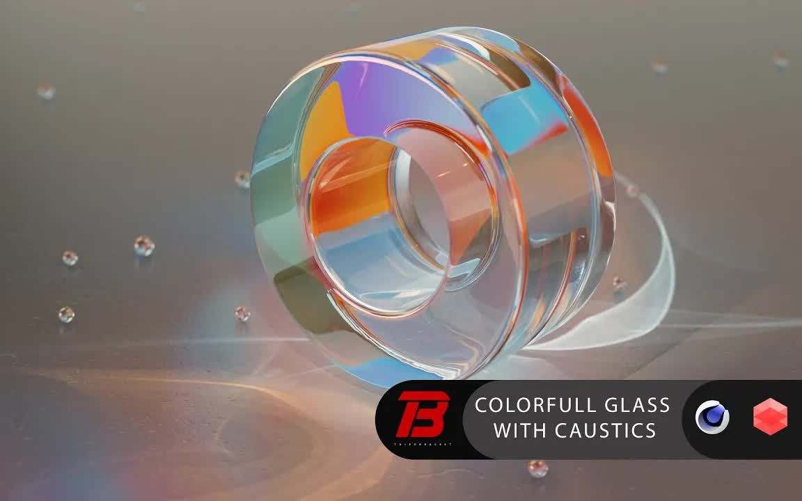 超酷的炫彩玻璃渲染in C4D & RedShift