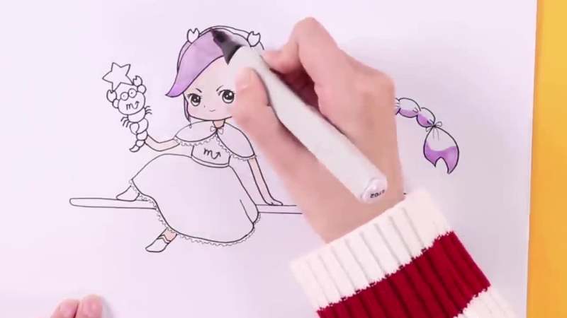 小姐姐教大家画12星座天蝎座娃娃!