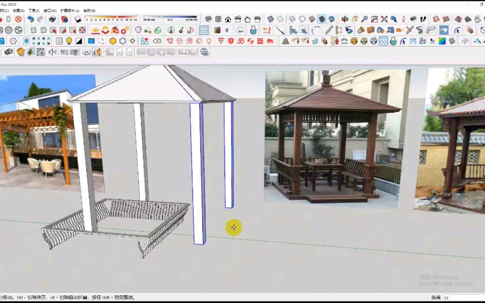 SketchUp如何建中式凉亭模型?13分钟教你一招路径阵列,轻松搞定
