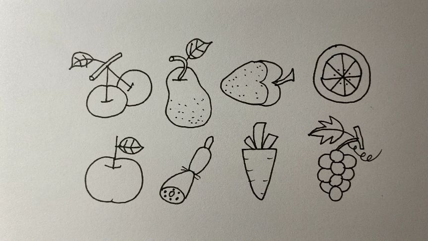 用数字画八种水果