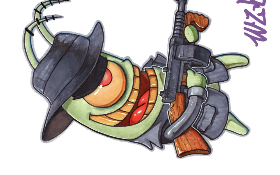 【马克笔手绘】海绵宝宝黑手党作品集