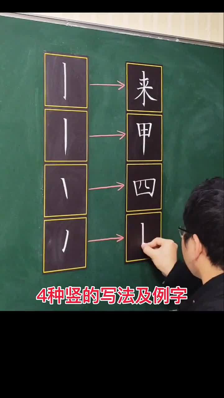 常见的4种竖的写法及应用粉笔字粉笔字教师板书练字硬笔书法...