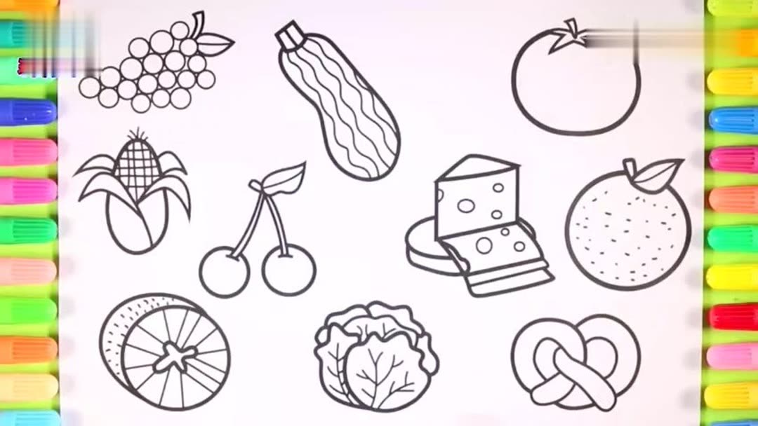 幼儿绘画宝宝爱吃的水果蔬菜大全简笔画宝宝认知食物