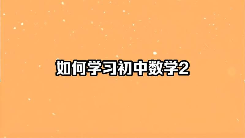 如何学习初中数学2