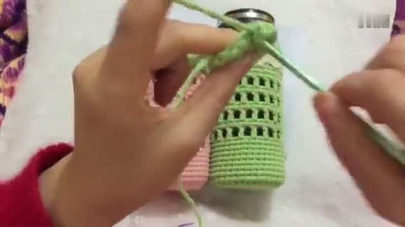 ...儿「第4集」小清新实用杯套教程「一」。新手学钩针毛线编织教程