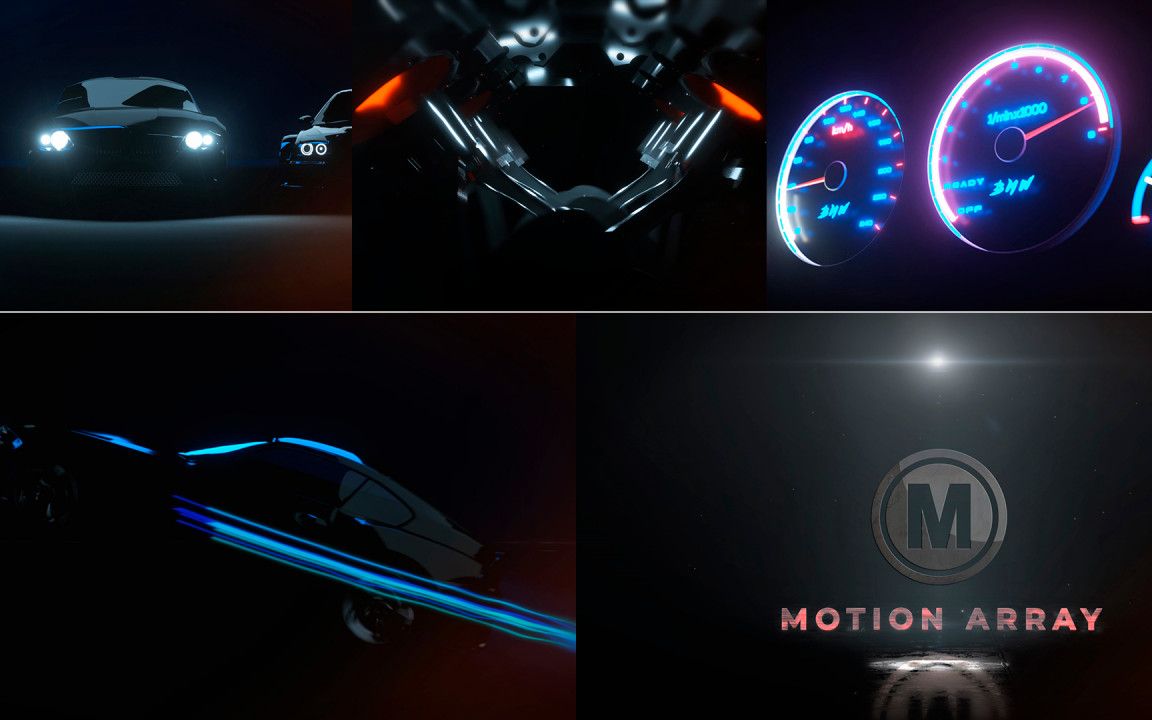 AE模板 | 时尚汽车标志介绍比赛日、赛道体验片头