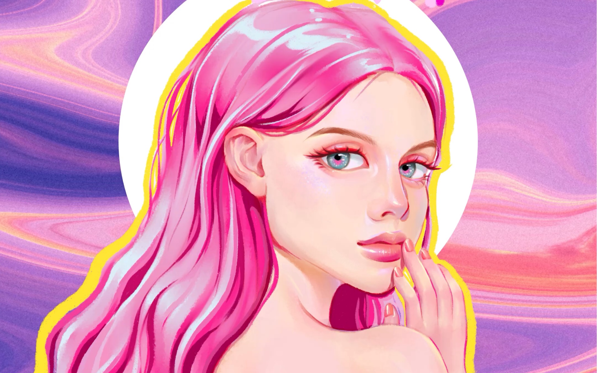 ...procreate 】板绘一个粉红色的小姐姐 板绘过程录制 我的一个绘画思路